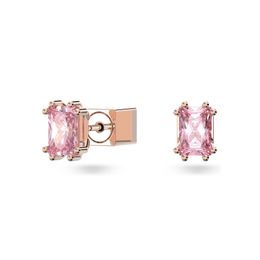 Paar Ohrstecker Swarovski "Stilla, Kissenschliff, 5639136" Ohrringe Gr. Metall, rosegold (roségoldfarben-pink + pink) Damen mit Swarovski Kristall