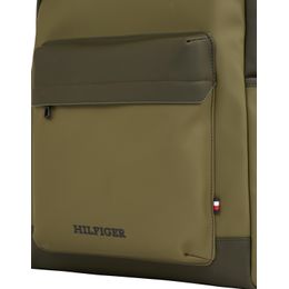 Rucksack Tommy Hilfiger "Men TH MONOTYPE RAIN PU DOME BCKPCK Backpacks" Gr. B/H/T: 35cm x 46cm x 15cm, grün (utility olive) Rucksäcke