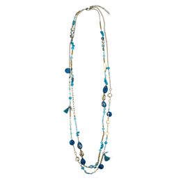 Lange Kette Collezione Alessandro "Mara" Gr. one size, Glas, blau Damen Halsketten aus Glassteinen und Muscheln