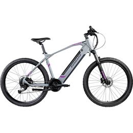 Zündapp E-Bike ZÜNDAPP "Z808" E-Bikes Gr. 48cm, 27,5 Zoll (69,85cm), schwarz (silber/lila) Pedelec, Elektrofahrrad für Damen u. Herren, MTB