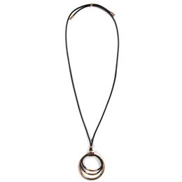 Lange Kette Firetti "Textilband mit Kreisen" Halsketten Gr. Metall-Polyester, L: 90cm, schwarz (gelbgoldfarben-schwarz) Damen