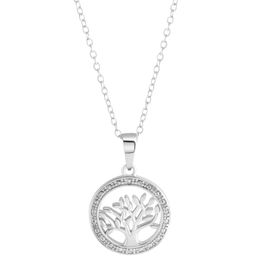 Kette mit Anhänger Firetti "Schmuck Geschenk, Baum des Lebens" Halsketten Gr. 0,01 ct, Silber 925 (Sterlingsilber)-Diamanten, L: 45cm B: 1mm, silberfarben Damen mit Diamanten