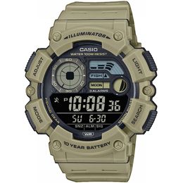 Chronograph CASIO TIMELESS COLLECTION, grün (olivgrün), Armbanduhren, Herren, Quarzuhr, Armbanduhr, Herrenuhr, digital, automatischer Kalender