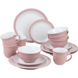 Kombiservice Retsch Arzberg "Geschirr-Set, Service CAMDEN" Geschirr-Sets Gr. 16 tlg., rosa (pink, rosè) rustikaler Landhaus-Charm, 16 Teile, für 4 Personen