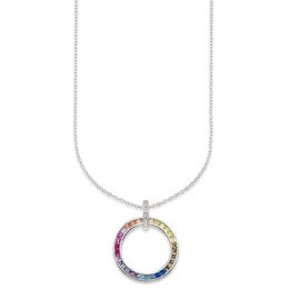 Kette mit Anhänger Bruno Banani "Schmuck Geschenk Silber 925 Halsschmuck Halskette Regenbogen" Halsketten Gr. Silber 925 (Sterlingsilber), L: 48cm B: 1,4mm, silberfarben (silberfarben-mehrfarbig) Damen mit Zirkonia (synth.)