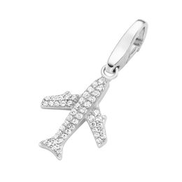 Charm-Einhänger Giorgio Martello MILANO "Flugzeug mit Zirkonia, Silber 925" Charms weiß Damen