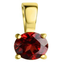 Ketten-Anhänger Firetti "Schmuck Geschenk Silber 925 Halsschmuck Anhänger Solitär Rubin" Schmuckanhänger Gr. Silber 925 (Sterlingsilber), 0,50 g, goldfarben (gelbgoldfarben-rot + rot) Damen mit Granat