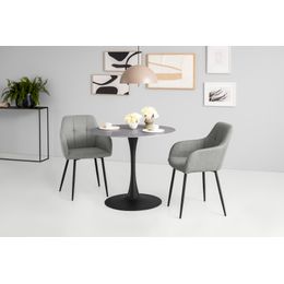 Esszimmerstuhl Hela "HANNA", grün (mint, schwarz), B:58cm H:85cm T:59cm, 100% Polyester, Stühle, Schalenstuhl, Armlehnen Stuhl, Bezug Webstoff