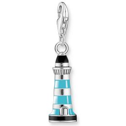 Charm-Einhänger Thomas Sabo "Leuchtturm Silber, 1995-007-7" Charms schwarz (silberfarben, türkis, schwarz) Damen