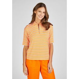 Print-Shirt Rabe "Rabe Gestreiftes Polo-Shirt" Gr. 48, orange Damen Shirts