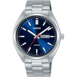 Quarzuhr Lorus Armbanduhren silberfarben (silberfarben-blau) Damen Armbanduhr, Damenuhr, Herrenuhr, Datum, bis 10 bar wasserdicht