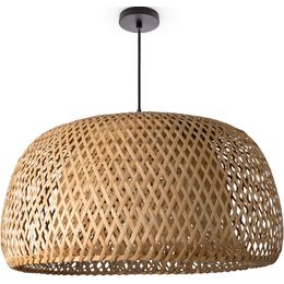 Pendelleuchte Paco Home "PESA" Lampen Gr. Ø 45cm H: 23cm, braun (holz) Bambus Korblampen Hängeleuchte Rattan Optik Natur Boho E27 Rund