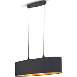 Pendelleuchte my home "Josie" Lampen Gr. H: 150,00cm, schwarz (schwarz matt) Hängeleuchte 2-flammig, Schirm und innen goldfarbig