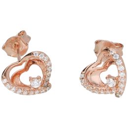 Paar Ohrstecker Smart Jewel "Herz mit Zirkonia, rosé vergoldet, Silber 925" Ohrringe Gr. Silber 925 (Sterlingsilber), rosegold (rosé vergoldet) Damen