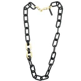 Lange Kette Collezione Alessandro "Polly" Gr. one size, Kunstfaser, schwarz (schwarz-gold) Damen Halsketten aus ovalen Gliedern gefertigt, teilweise Metall