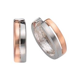 Paar Creolen Firetti "Schmuck Geschenk Silber 925 Basic in Bicolor-Optik" Ohrringe Gr. Silber 925 (Sterlingsilber), rosegold (silberfarben-roségoldfarben) Damen