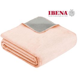 Wohndecke Ibena "Jacquard Decke Dublin", rosa (rosa, grau), B:150cm L:200cm, Obermaterial: 58% Baumwolle, 35% Polyacryl, 7% Polyester, Wohndecken, in trendigen Pastellfarben