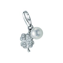 Charm-Einhänger Giorgio Martello MILANO "Kleeblatt und Perle, Silber 925" Charms silberfarben (silber) Damen