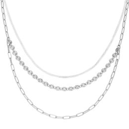 Collier Smart Jewel "zweireihig, Silber 925" Halsketten Gr. 42cm, Silber 925 (Sterlingsilber), silberfarben (silber) Damen