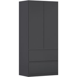 Drehtürenschrank Rauch "Kleiderschrank Schrank Garderobe Wäscheschrank COSTA in 3 Breiten" Schränke Gr. B/H/T: 90cm x 197cm x 54cm, 2 St., grau (graumetallic) viel Platz, grifflose Front und Push-to-Open Funktion MADE IN GERMANY