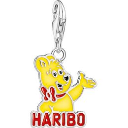 Charm-Einhänger Thomas Sabo "THOMAS x HARIBO Schmuck: Charm Goldbär, 2180-664-7" Charms bunt (silberfarben, gelb, schwarz, rot) Damen