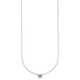 Kette mit Anhänger HECHTER PARIS "Schmuck Geschenk Silber 925 Halsschmuck Halskette Ankerkette Solitär" Halsketten Gr. Silber 925 (Sterlingsilber), L: 45cm, bunt (silberfarben-pink) Damen mit Zirkonia (synth.)