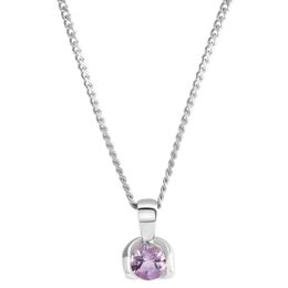 Kette mit Anhänger Firetti "Schmuck Geschenk Silber 925 Halsschmuck Halskette Panzerkette" Halsketten Gr. Silber 925 (Sterlingsilber), L: 42cm B: 1mm, bunt (silberfarben-lila) Damen mit Amethyst