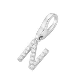 Charm Buchstabe Giorgio Martello MILANO "Buchstabe N, Zirkonia Steine, Silber 925" Charms weiß Damen