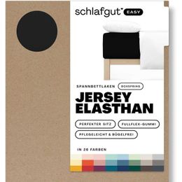 Spannbettlaken Schlafgut "EASY Jersey Elasthan Boxspring" Laken Gr. B/L: 140-160cm x 200-220cm, Jersey, 140-160x200-220cm 40cm, schwarz (off, schwarz) MADE IN GREEN by OEKO-TEX