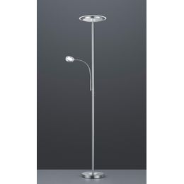 LED Stehlampe Trio LEUCHTEN "Ackbar" Lampen Gr. H: 182,5cm, grau (nickelfarben) Deckenfluter Touchdimmer, Lesearm, Fluterschale kippbar, 1700 Lumen, 3000 Kelvin