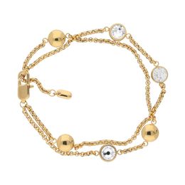 Edelstahlarmband Vivance "Funkelnd" Armbänder Gr. Edelstahl, goldfarben (altgoldfarben) Damen zweireihig und mit edlen Kristallen