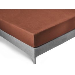 Spannbettlaken kneer "Exclusive-Stretch" Laken Gr. B/L: 140-160cm x 200-220cm, Jersey-Elasthan, 140-160x200-220cm 40cm, rot (siena) optimaler Sitz