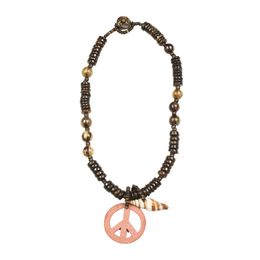 Kette mit Anhänger Collezione Alessandro "Peace" Gr. one size, Holz, braun Damen Halsketten Peace Symbol