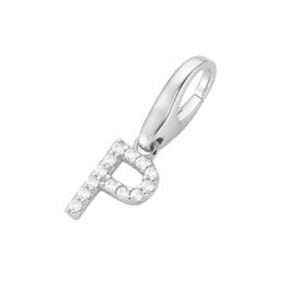 Charm Buchstabe Giorgio Martello MILANO "Buchstabe P, Zirkonia Steine, Silber 925" Charms weiß Damen