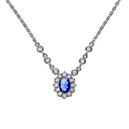 Kette mit Anhänger ZEEme "Silber 925 rhodiniert Zirkonia blau und weiß" Halsketten Gr. 42 + 3cm, Silber 925 (Sterlingsilber), L: 45cm B: 10.0mm, weiß Damen