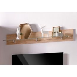 Wandboard Home Affaire "Denis" Regale Gr. B/H/T: 140 cm x 20 cm x 17 cm, beige (kernbuchefarben) mit Glasboden