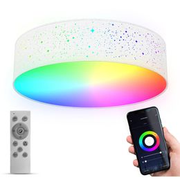 LED Deckenleuchte B.K.LICHT "BK_SD1476 WiFi RGB-CCT Deckenlampe, APP-Steuerung, iOS+Andorid" Lampen Gr. Ø 39,00 cm Höhe: 12,00 cm, weiß inkl. Fernbedienung, Farbwechsel und Lichteffekte, Ø39cm