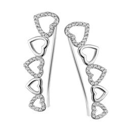 Paar Ohrhänger Firetti "Schmuck Geschenk Silber 925 Ohrschmuck Ohrhaken Ear Cuffs Herz" Ohrringe Gr. Silber 925 (Sterlingsilber), silberfarben (silberfarben, kristallweiß, kristallweiß) Damen mit Zirkonia (synth.)