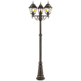 Außen-Stehlampe Brilliant "Janel" Lampen Gr. Ø 62cm H: 220cm, goldfarben (schwarz/goldfarben) 3 flammige Stehlampe - Außenstandleuchte 220cm Höhe E27 Fassung