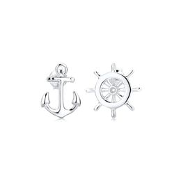 Paar Ohrstecker Elli "Anker Steuerrad Maritim Sailor Filigran 925 Silber" Ohrringe Gr. OneSize, ohne Stein, Silber 925 (Sterlingsilber), silberfarben (silber) Damen