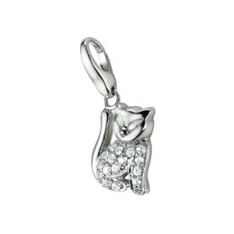 Charm-Einhänger Giorgio Martello MILANO "Katze mit Zirkonia, Silber 925" Charms silberfarben (silber) Damen