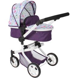 Bayer Chic 2000 Kombi-Puppenwagen CHIC2000 "Mika, Flowers lila", lila (flowers lila), Puppenwagen, KinderB:41cm H:82cm T:73cm, Metall, Kunststoff, Stoff, B:41cm H:82cm T:73cm