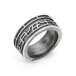 Fingerring HECHTER PARIS "Schmuck Geschenk Silber 925 Herrenring Logo Branding" Fingerringe Gr. 62, Silber 925 (Sterlingsilber), 10mm, silberfarben (silberfarben-schwarz) Herren