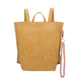 Cityrucksack Fritzi aus Preussen "Fritzi33N" Gr. B: 10cm, gelb (senf) Rucksäcke mit abnehmbarer Schlüsselschlange