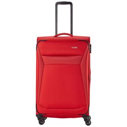 Weichgepäck-Trolley Travelite "CHIOS 4w Trolley L" Gr. B/H/T: 46cm x 78cm x 30cm 90 l, rot Koffer Reisegepäck Trolley groß Weichschallenkoffer TSA Schloss