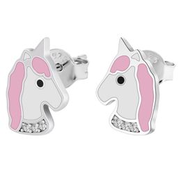 Adelia´s Paar Ohrstecker ADELIA´S "Damen Einhorn aus 925 Silber" Ohrringe Gr. Damen, pink Damen