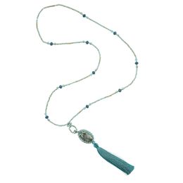 Lange Kette Collezione Alessandro "Mailand" Gr. one size, Glas, blau (türkis) Damen Halsketten mit echten Glasperlen