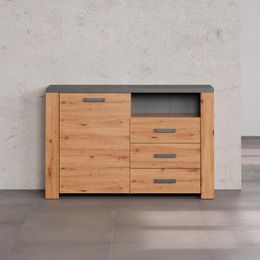 Sideboard Home Affaire "Ambres" Sideboards Gr. B/H/T: 127cm x 83cm x 40cm, 3 St., braun (artisan eiche melamin) Kommode, Echtholzoptik, Maße BxH: 127x83 cm, Eiche