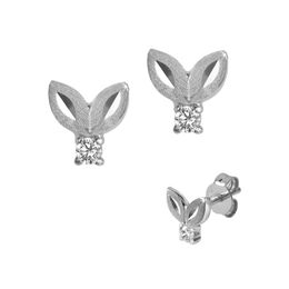 Paar Ohrstecker Firetti "Schmuck Geschenk Silber 925 Ohrschmuck Glitzer Blüte Flügel" Ohrringe Gr. Silber 925 (Sterlingsilber), silberfarben (silberfarben-kristallweiß + kristallweiß) Mädchen Made in Germany - mit Zirkonia (synth.)