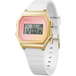 Ice Watch Chronograph ICE-WATCH "ICE digit retro sunset - Small" Armbanduhren weiß (weiß, rosa) Damen Quarzuhr, Armbanduhr, Damenuhr, digital, Silikonarmband, Stoppfunktion